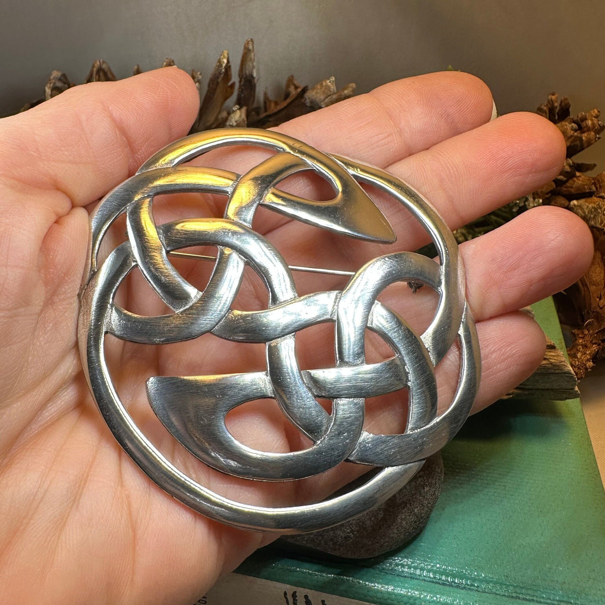 Pewter Lugh's Knot Celtic Brooch – Celtic Crystal Design Jewelry