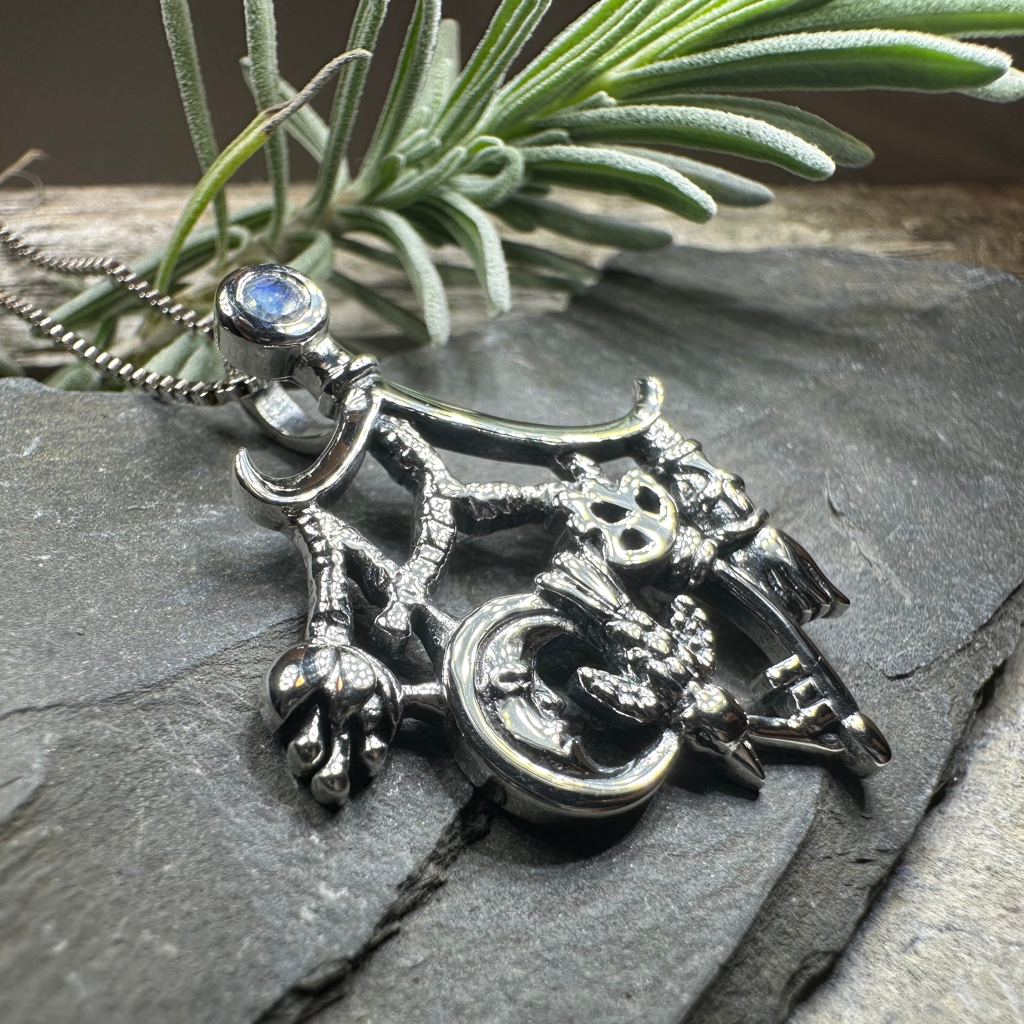 Moonstone Italian Cimaruta Pendant – Celtic Crystal Design Jewelry