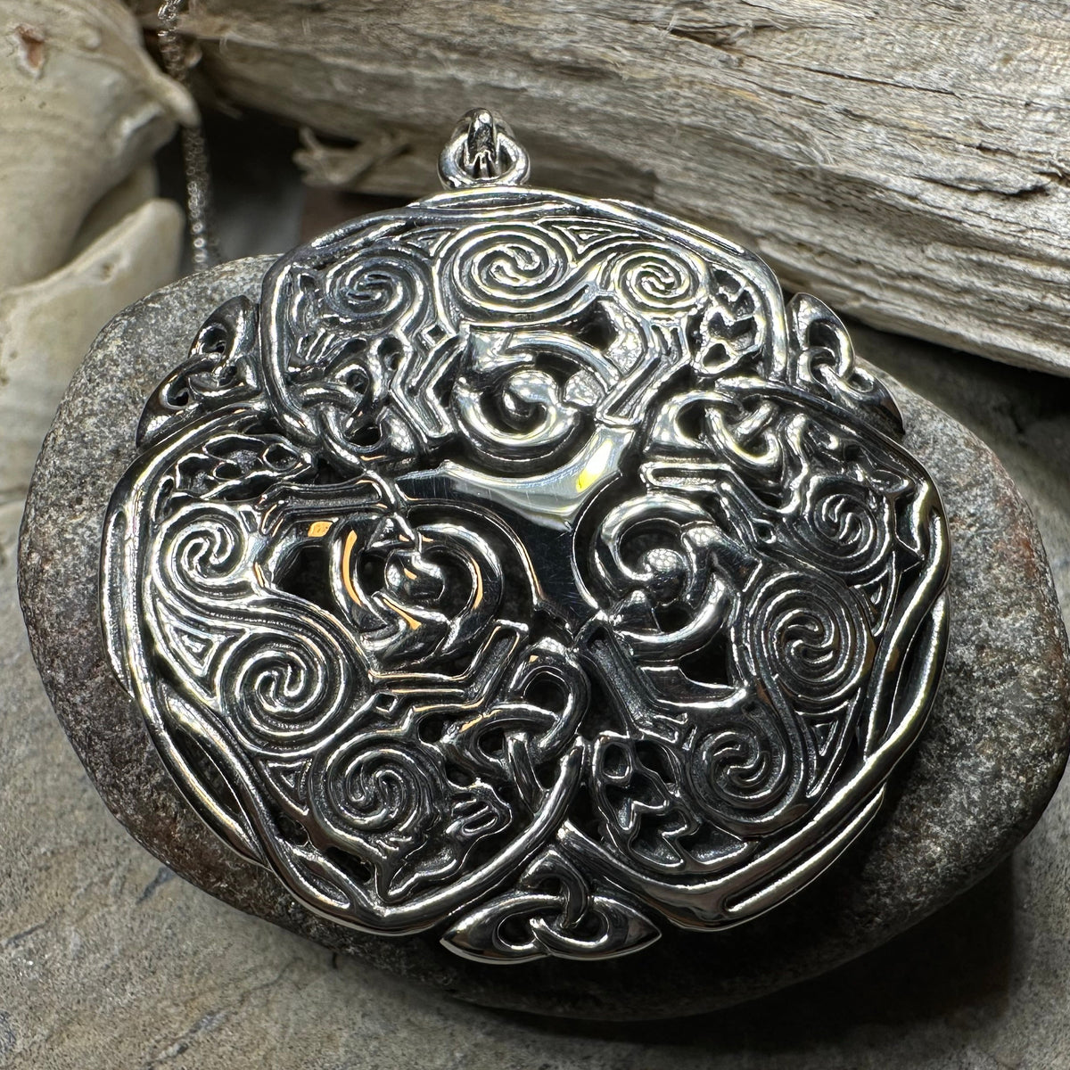 Pictish Triple Celtic Wolf Necklace – Celtic Crystal Design Jewelry