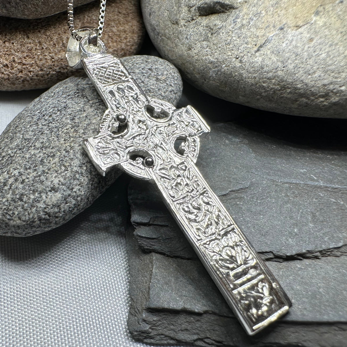 Artisan Irish Durrow Cross Necklace – Celtic Crystal Design Jewelry