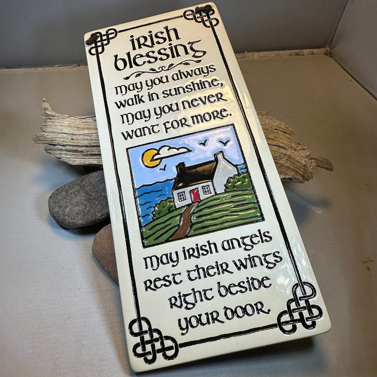 Irish Angels Blessing Ceramic Wall Art – Celtic Crystal Design Jewelry