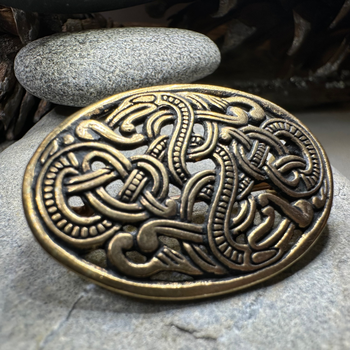 Bronze Atli Viking Brooch – Celtic Crystal Design Jewelry