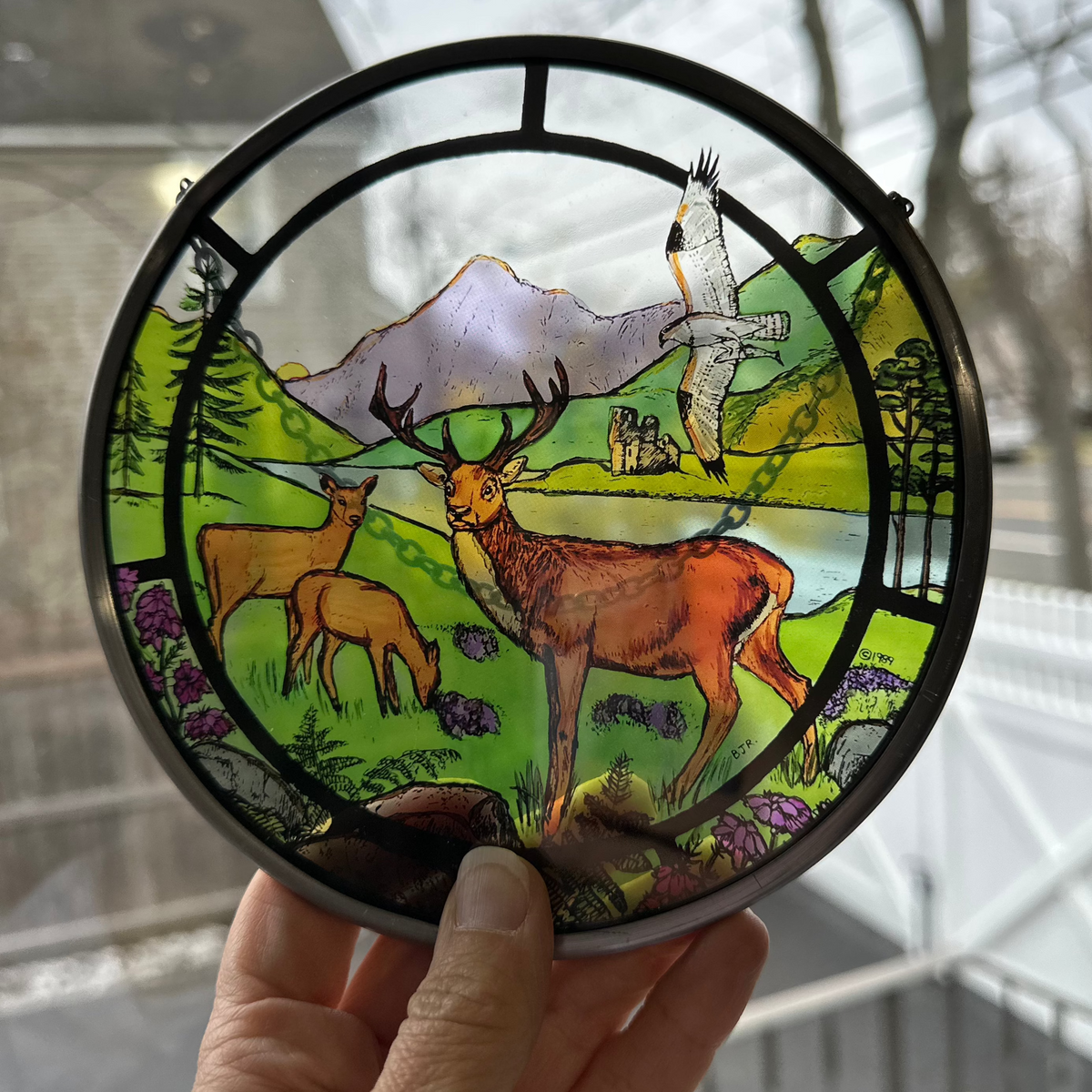 Scottish Stags Suncatcher – Celtic Crystal Design Jewelry