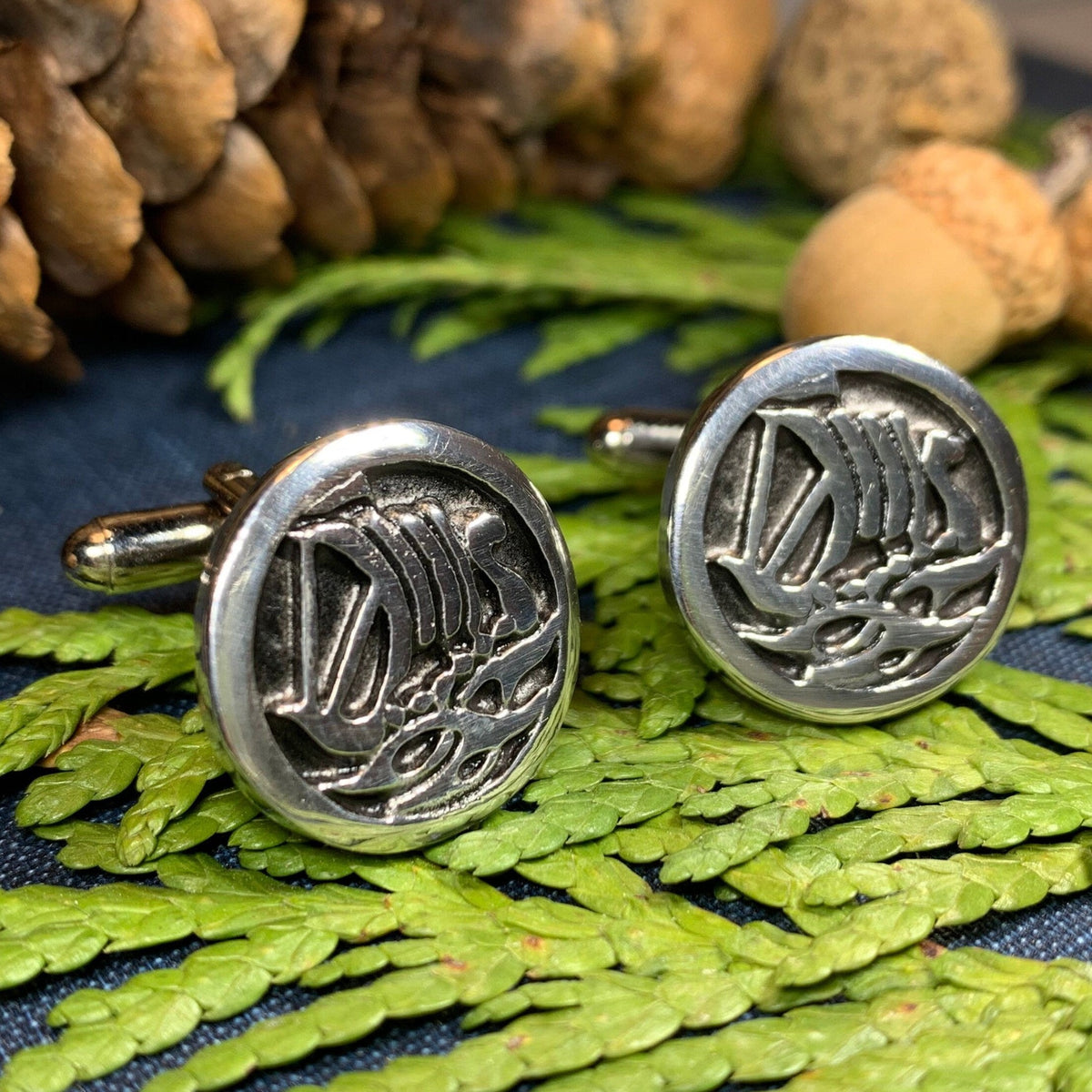Viking Ship Pewter Cuff Links – Celtic Crystal Design Jewelry