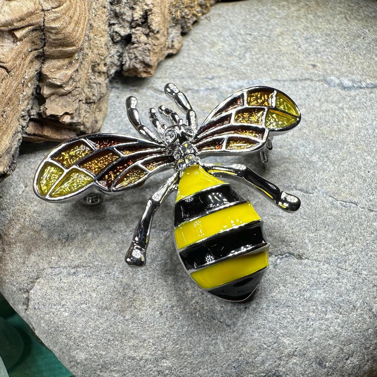 Honey Bee Enamel Brooch – Celtic Crystal Design Jewelry