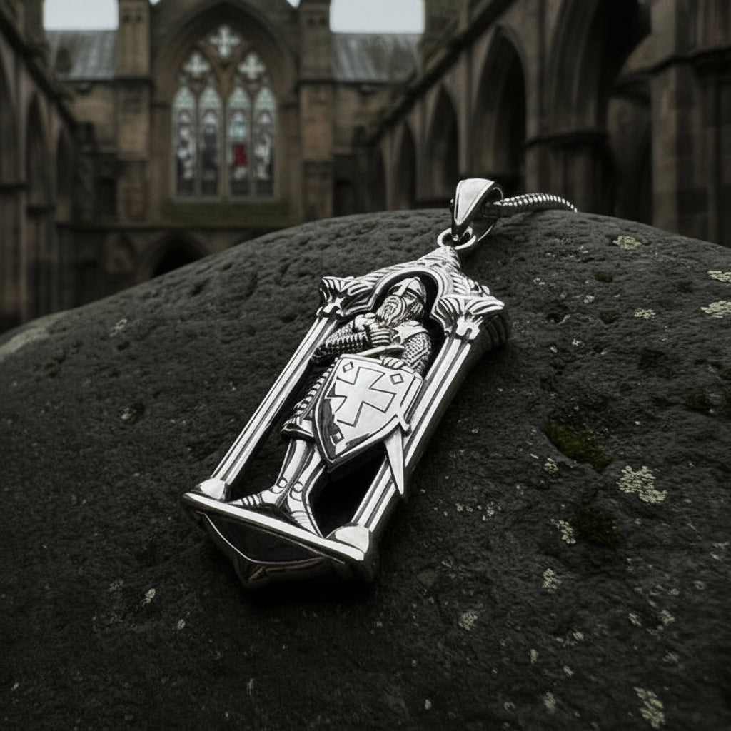 Templar Knight Medieval Pendant – Celtic Crystal Design Jewelry