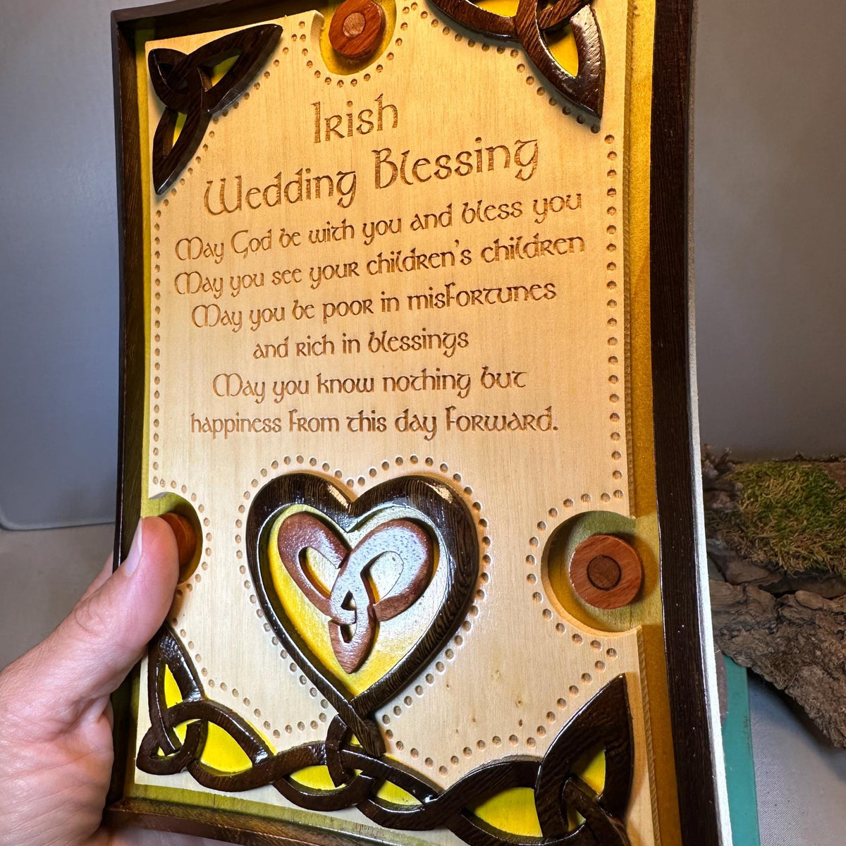 Wooden Irish Wedding Blessing Wall Plaque – Celtic Crystal Design Jewelry