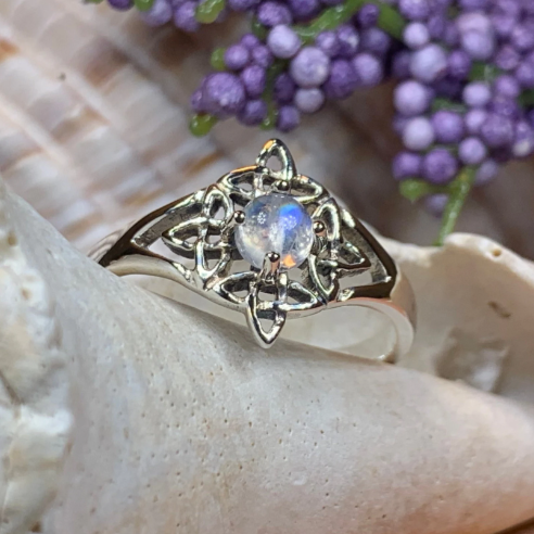 Celtic Starshine Moonstone Ring – Celtic Crystal Design Jewelry