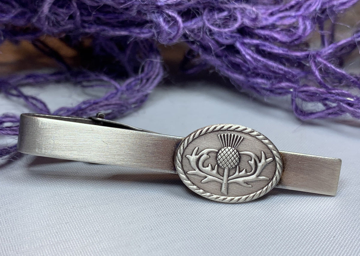 Celtic Thistle Tie Bar – Celtic Crystal Design Jewelry