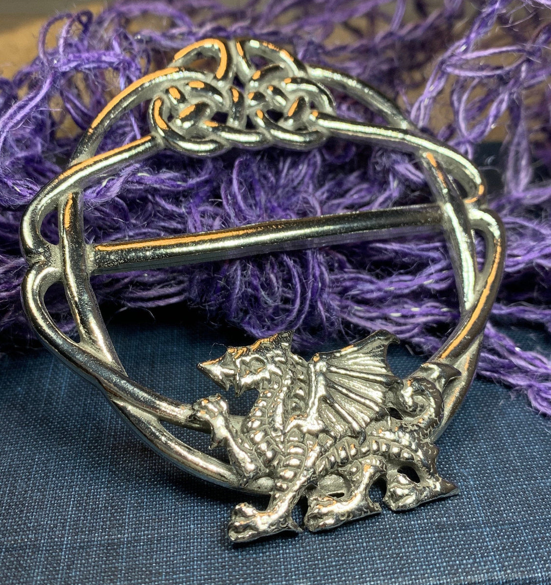 Pewter Welsh Dragon Scarf Ring – Celtic Crystal Design Jewelry