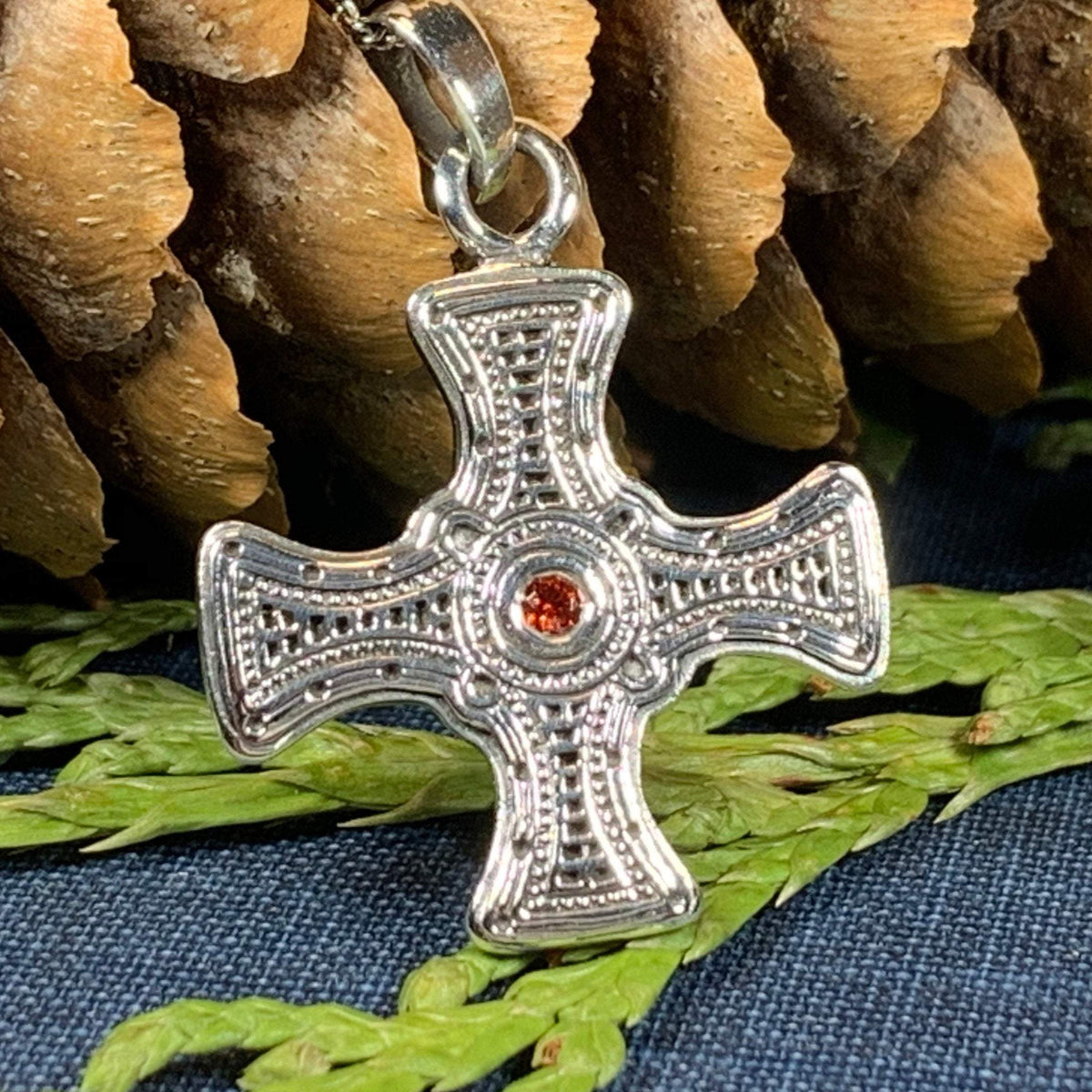 Saint Cuthbert Celtic Cross Necklace – Celtic Crystal Design Jewelry