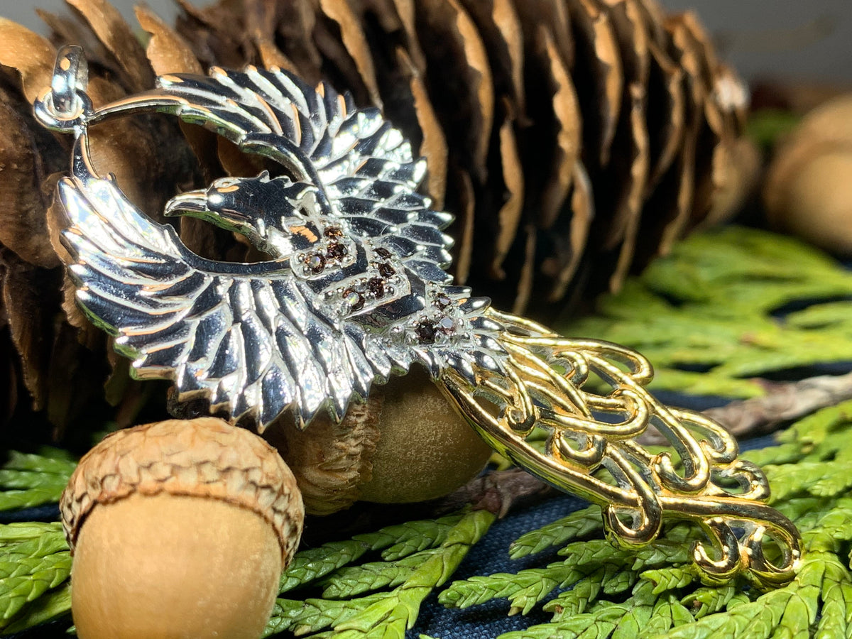 Golden Fire Phoenix Necklace – Celtic Crystal Design Jewelry