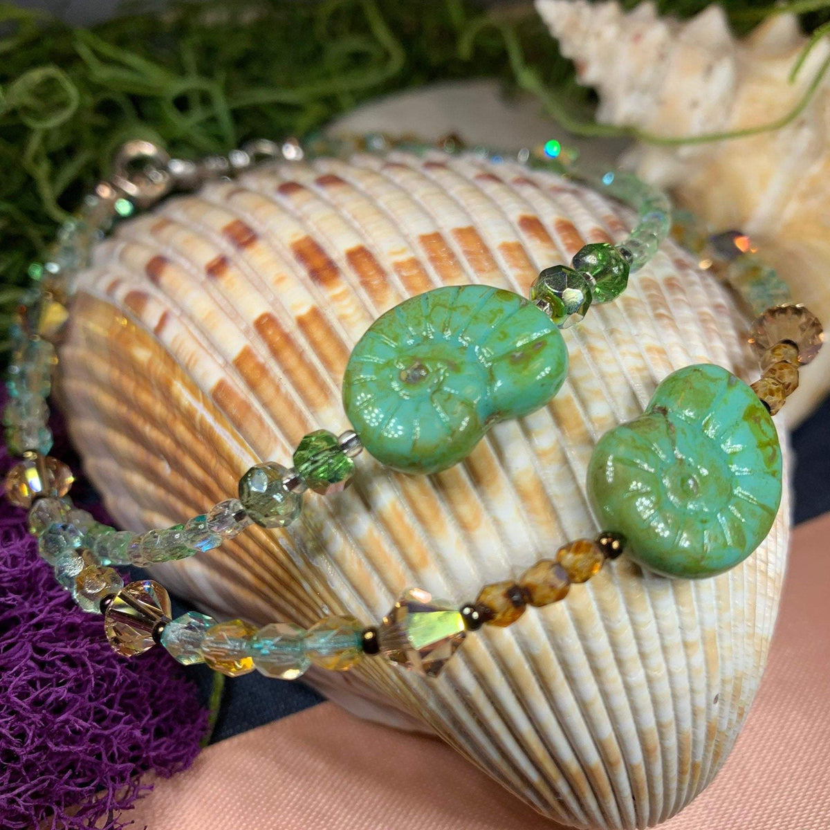 Beachy Seashell Ankle Bracelet – Celtic Crystal Design Jewelry