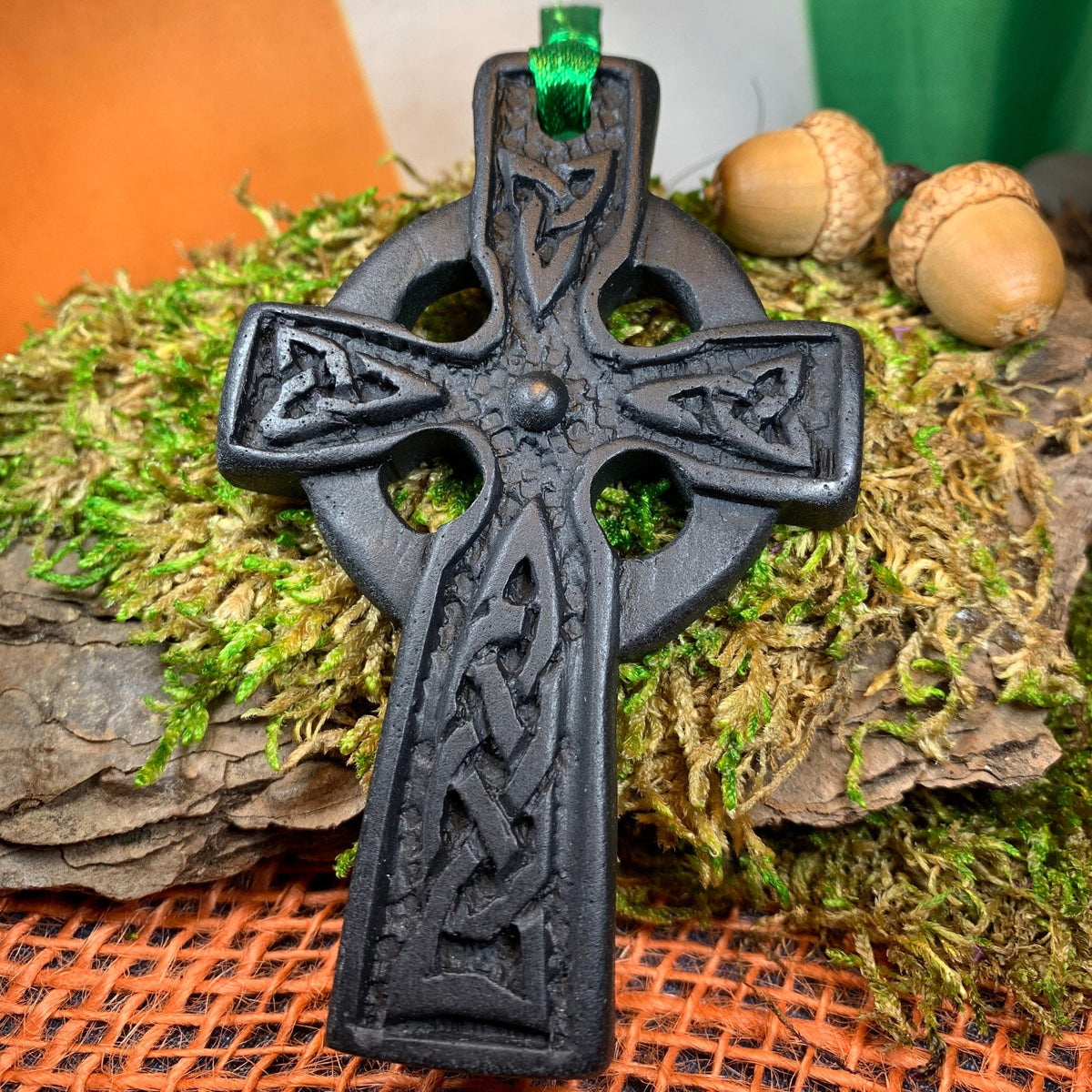 Irish Turf Celtic Cross Ornament – Celtic Crystal Design Jewelry
