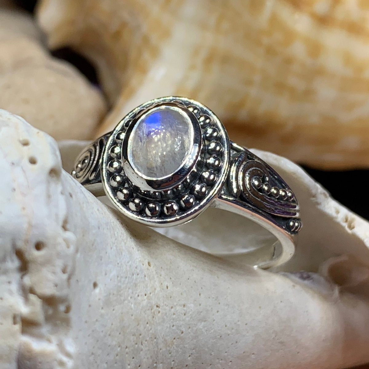 Galilah Celtic Moonstone Ring – Celtic Crystal Design Jewelry