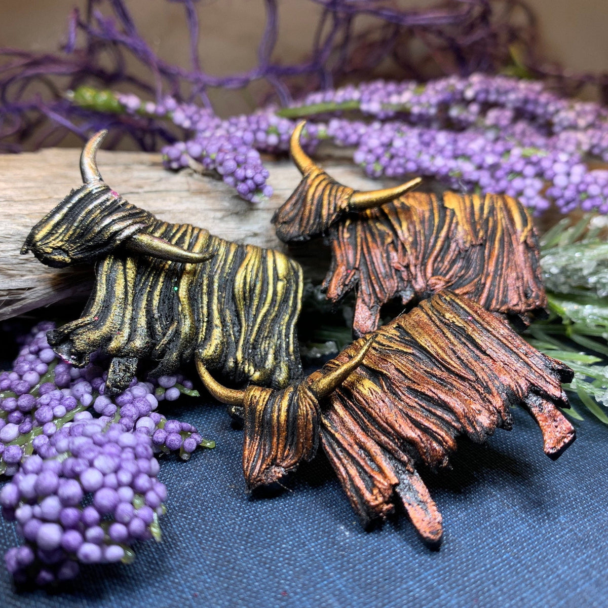 Shaggy Highland Cow Brooch – Celtic Crystal Design Jewelry