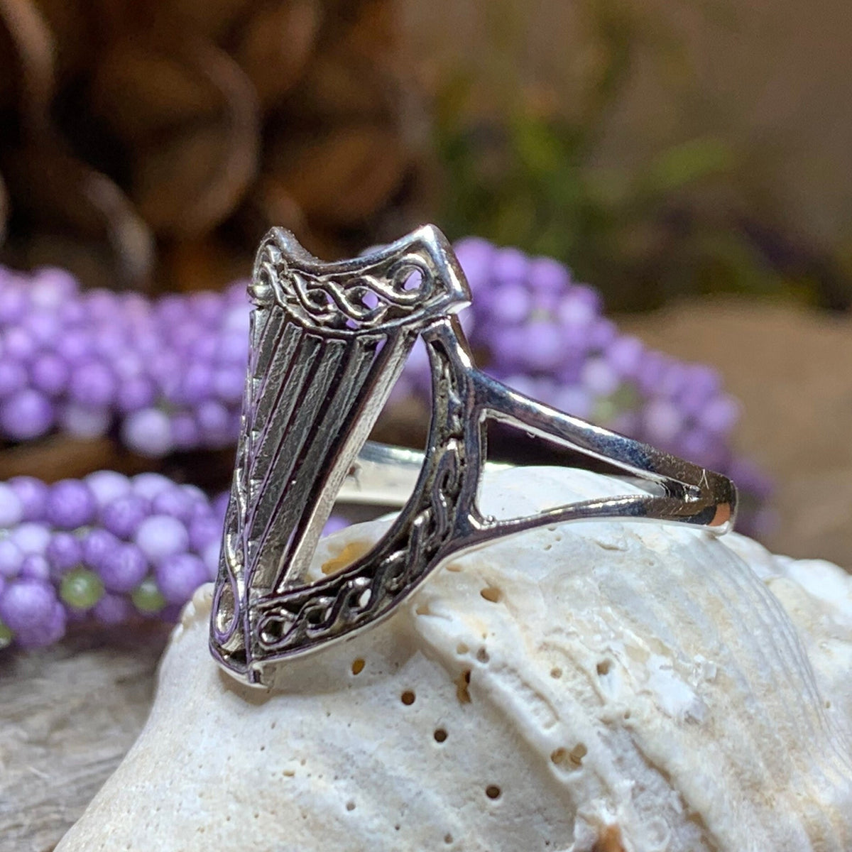 Green Isle Celtic Harp Ring – Celtic Crystal Design Jewelry