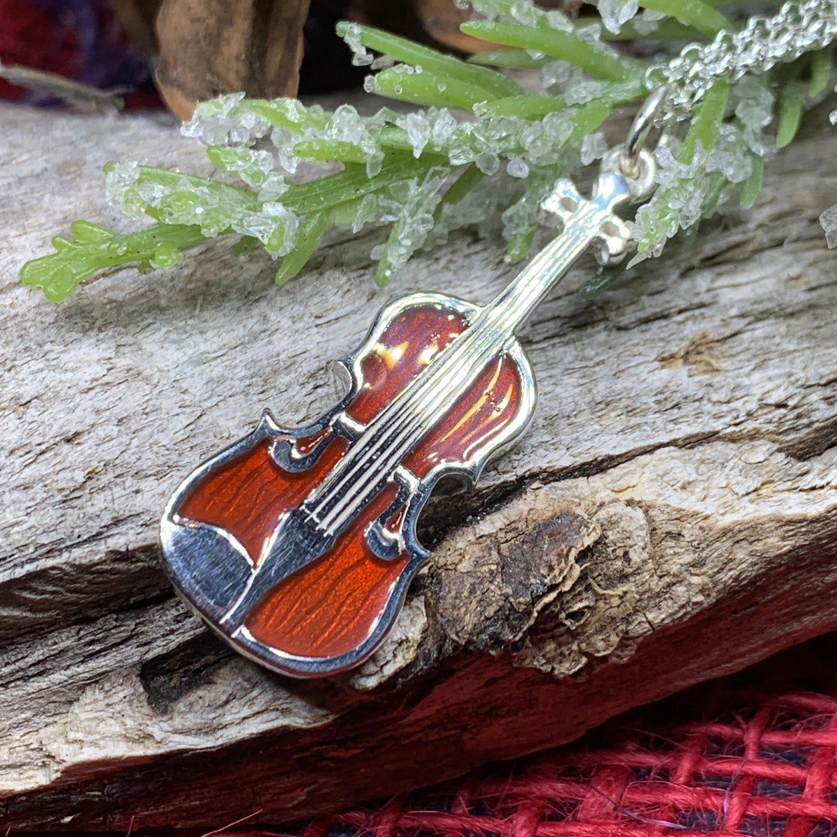 Realistic Fiddle Necklace – Celtic Crystal Design Jewelry