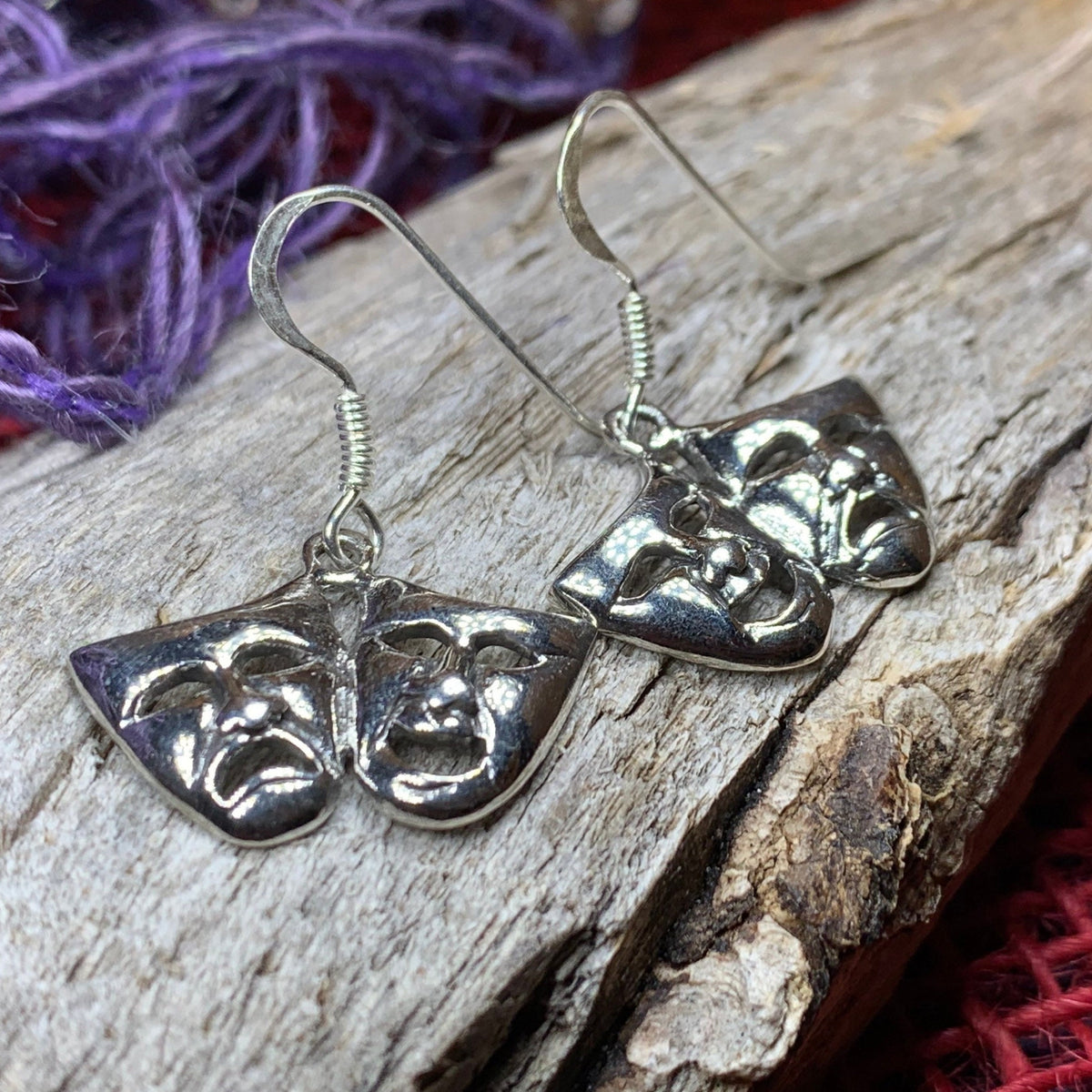 Theater Mask Earrings – Celtic Crystal Design Jewelry