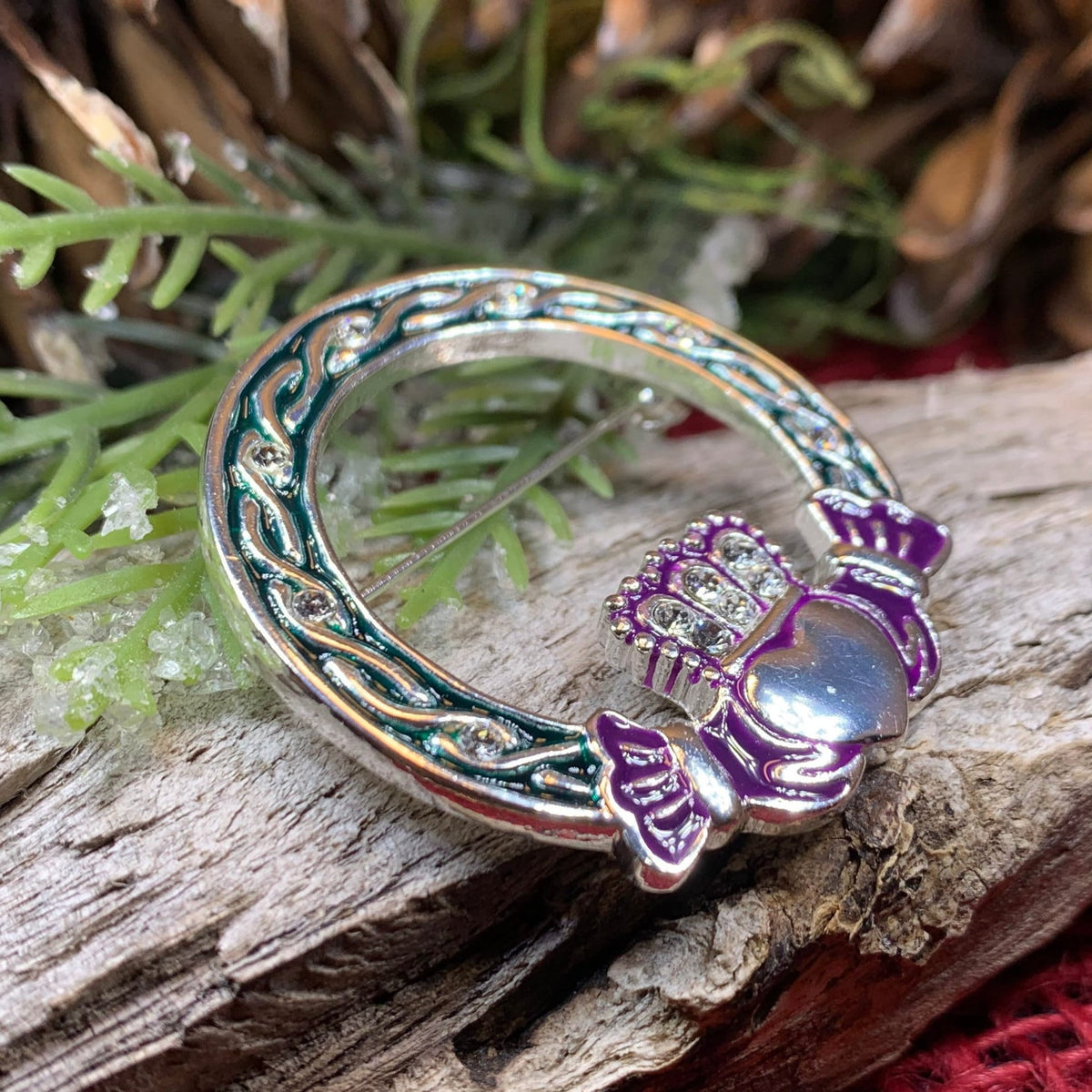 Maggie Claddagh Brooch for Women – Celtic Crystal Design Jewelry