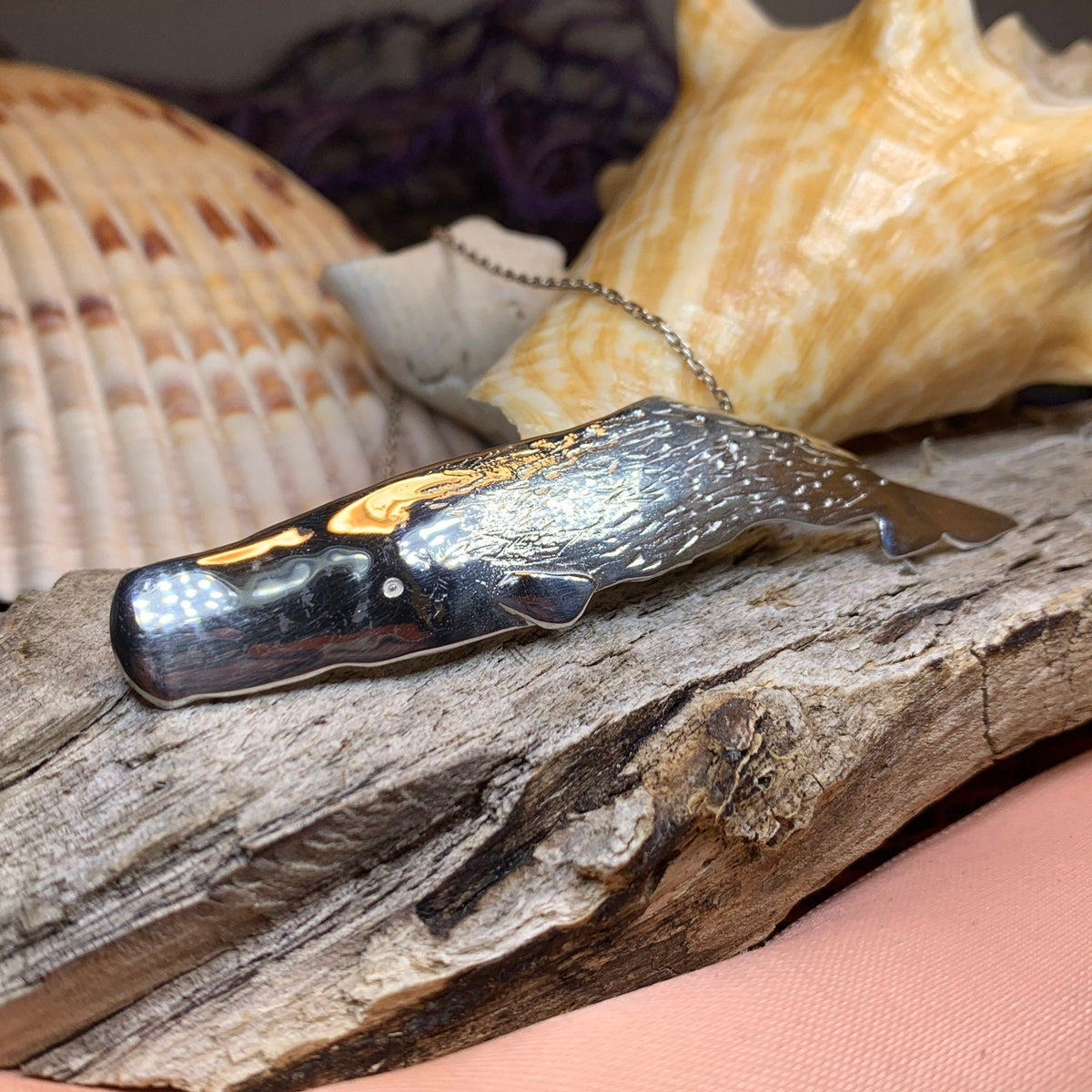 Realistic Sperm Whale Necklace – Celtic Crystal Design Jewelry