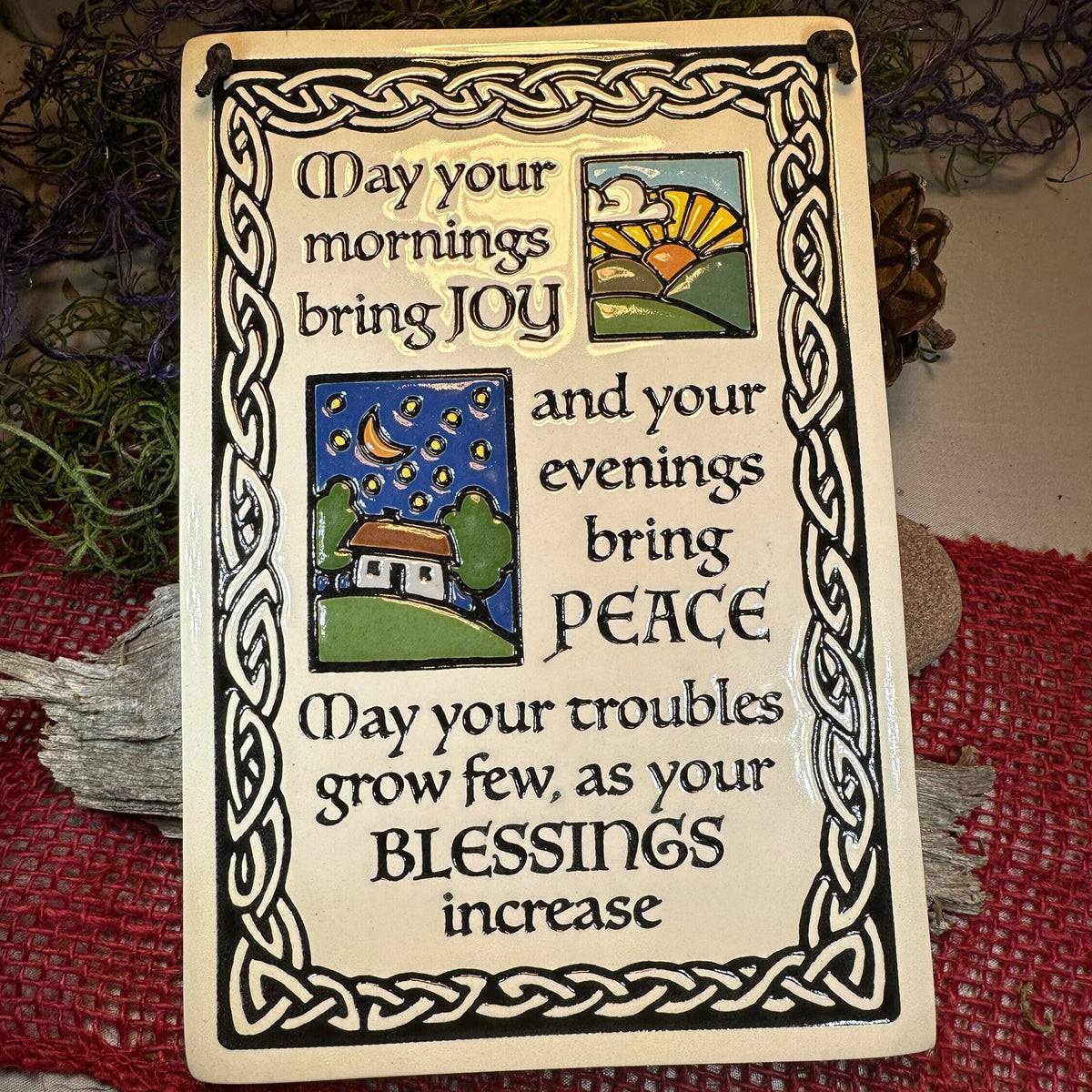 Joy Irish Blessing Ceramic Wall Plaque – Celtic Crystal Design Jewelry