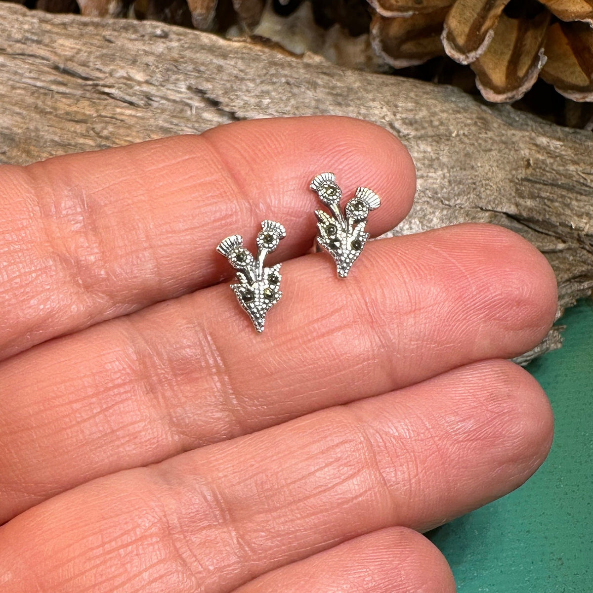 Aerona Thistle Stud Earrings – Celtic Crystal Design Jewelry