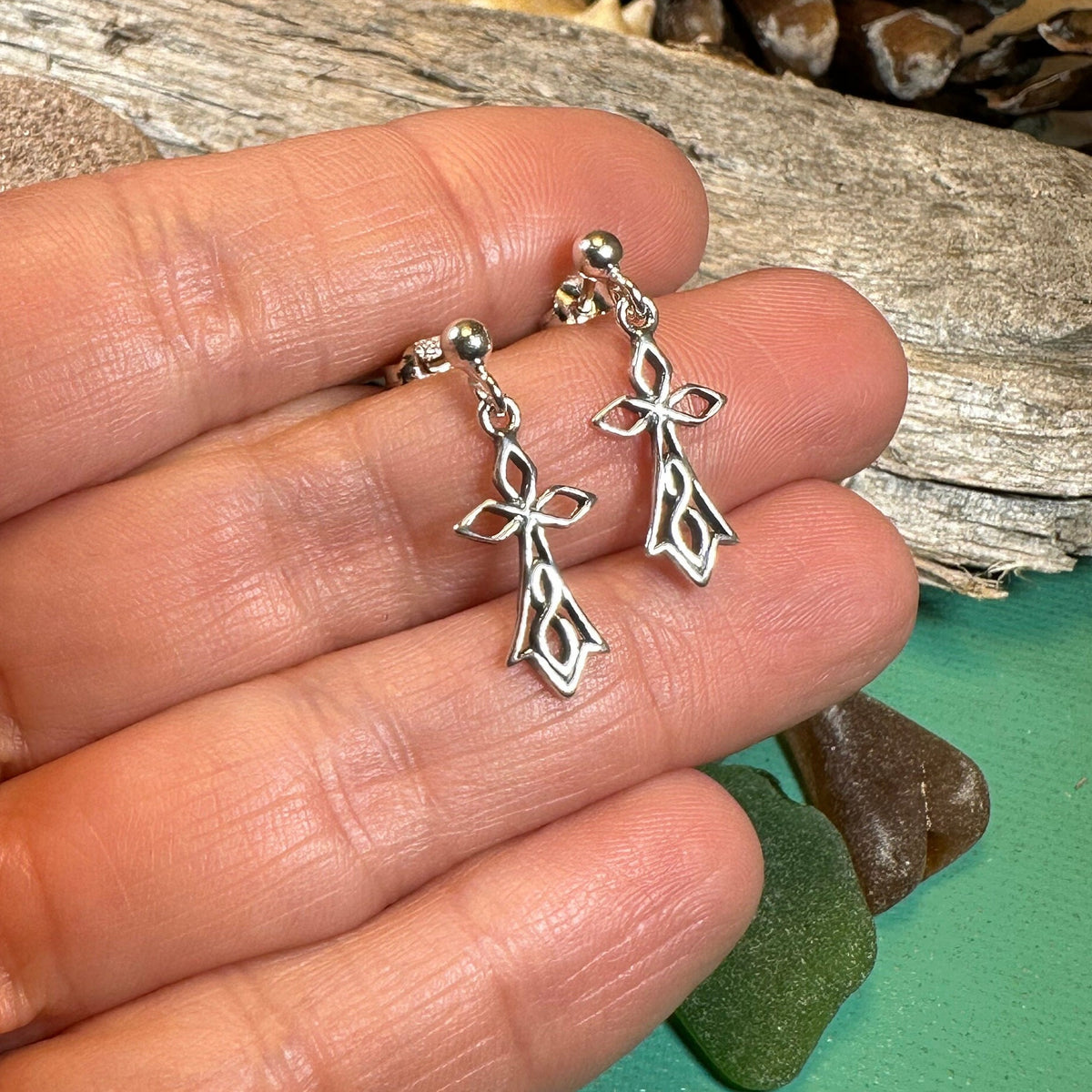 Sweet Celtic Cross Post Earrings – Celtic Crystal Design Jewelry