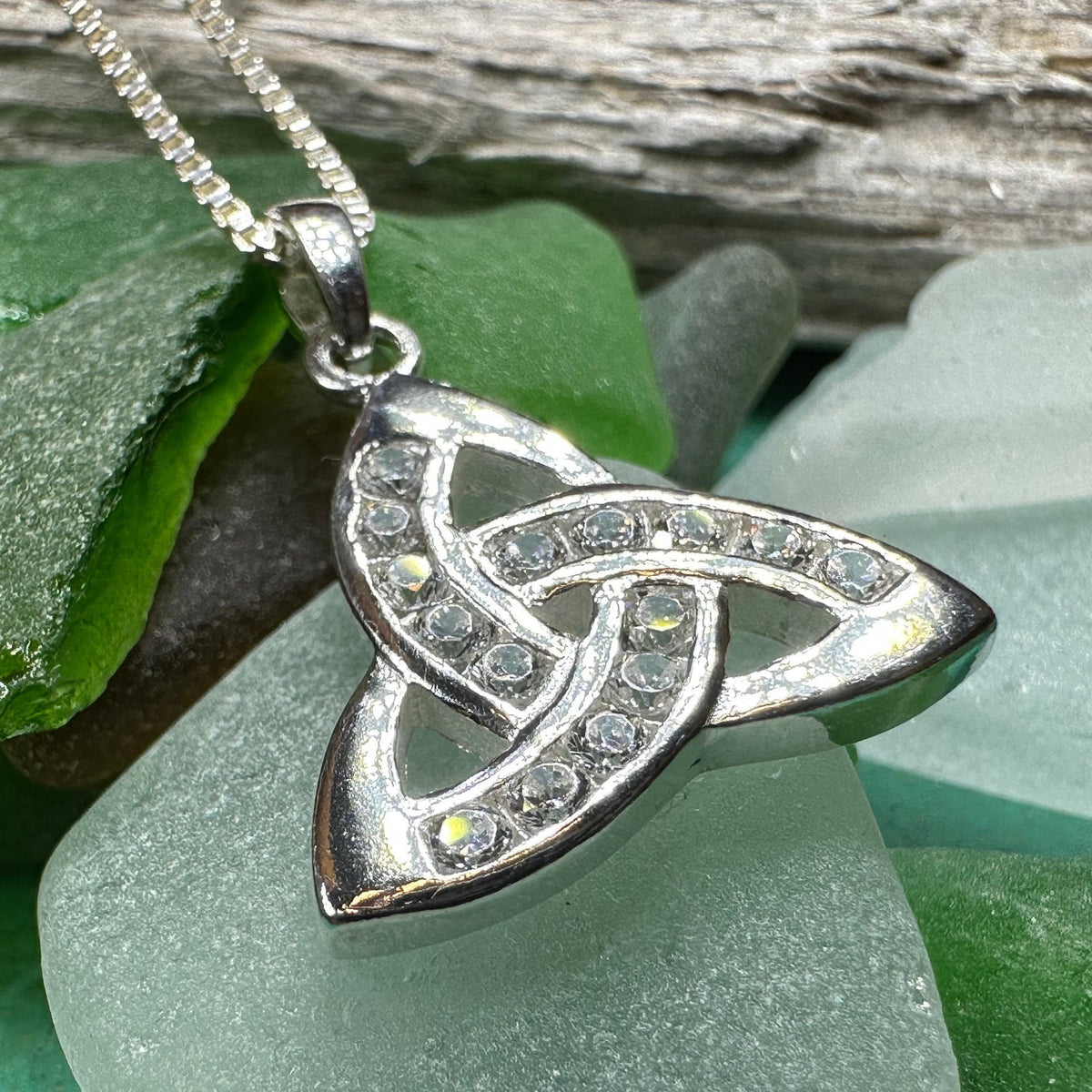 Brigetta Trinity Knot Necklace – Celtic Crystal Design Jewelry
