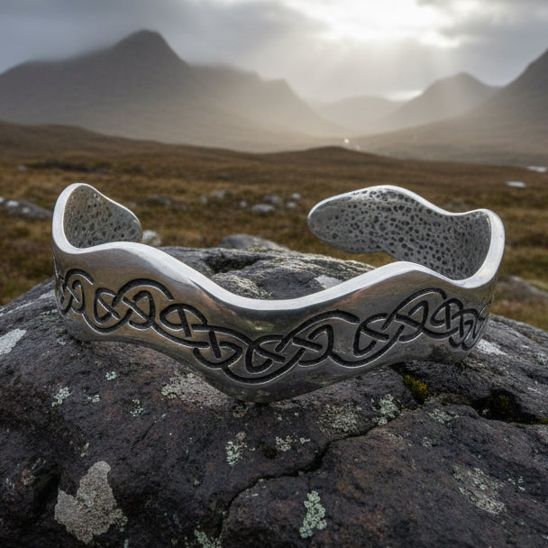 Celtic Wave Pewter Bracelet – Celtic Crystal Design Jewelry