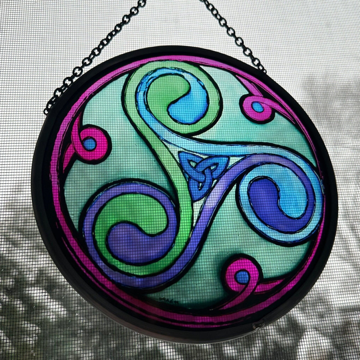 Green Durrow Celtic Spiral Suncatcher – Celtic Crystal Design Jewelry