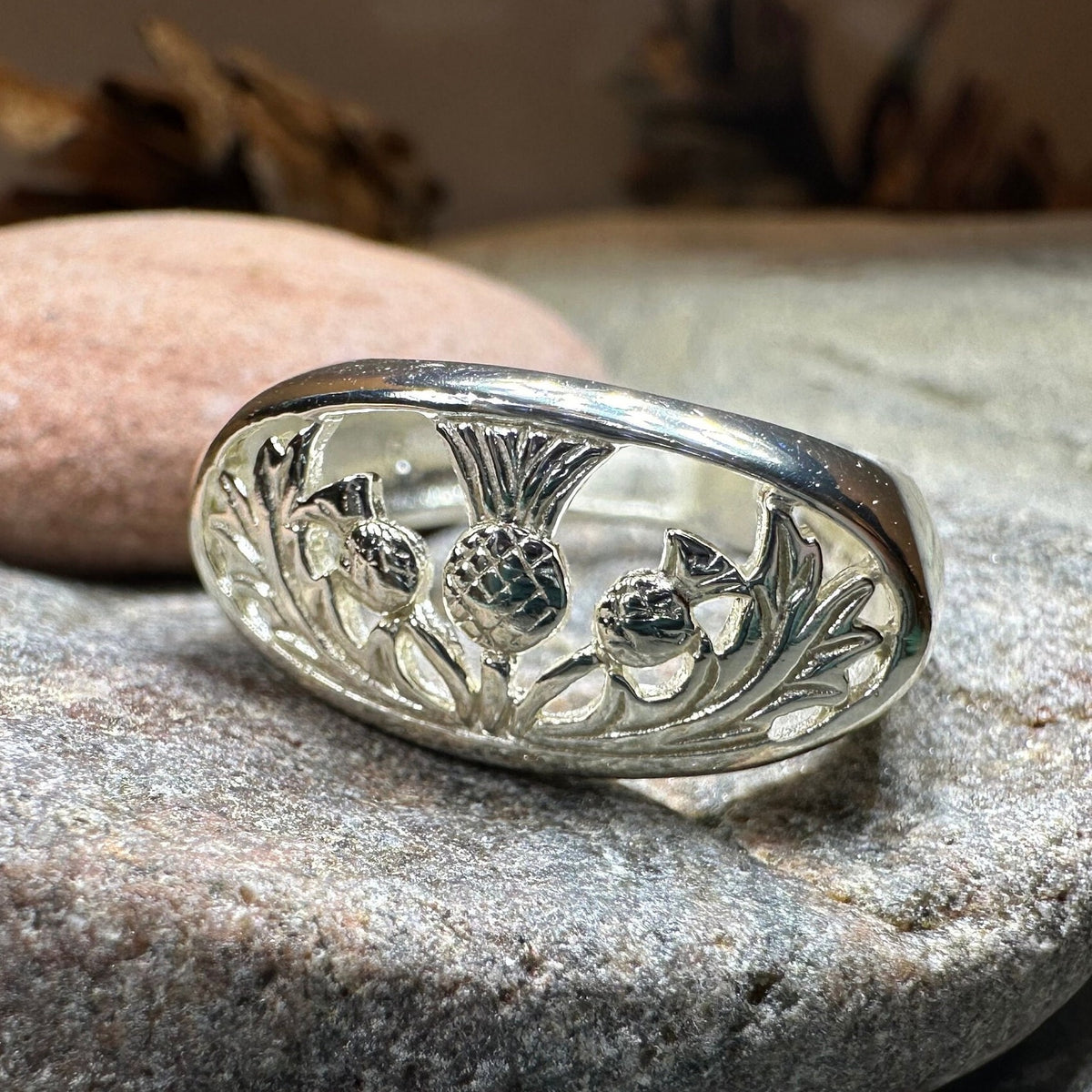 Clarion Scottish Thistle Ring – Celtic Crystal Design Jewelry