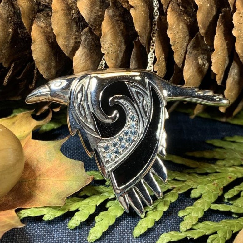 Birget Celtic Raven Necklace – Celtic Crystal Design Jewelry
