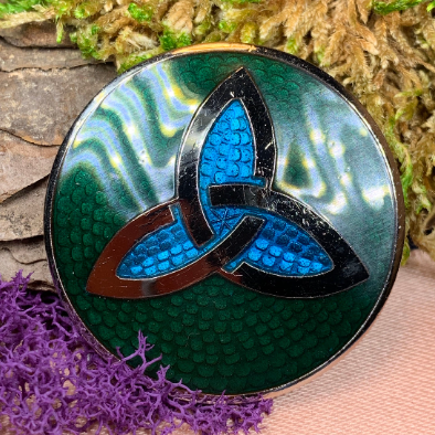 Enamel Trinity Knot Brooch – Celtic Crystal Design Jewelry